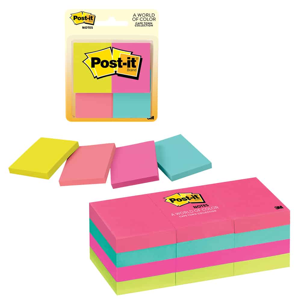 Post-It Adhesive Note Pad 653-4AF 38mm x 50mm Cape Town Colour ...