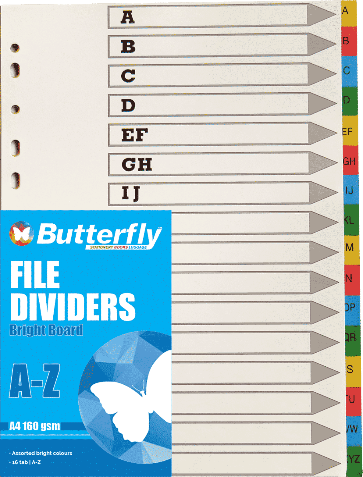 A4 Bright/board Divider A-z 16t Butterfly - Park Avenue Stationers
