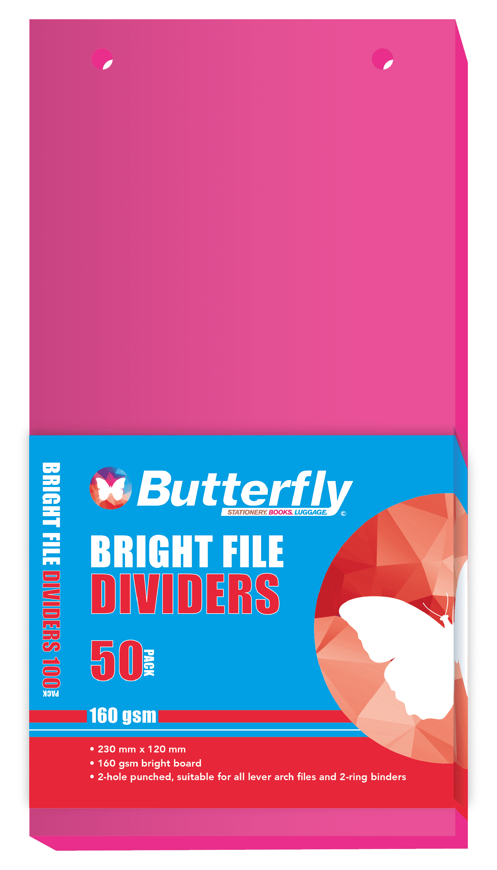 120x230 Divider 50's Bright Pink Butterfly - Park Avenue Stationers