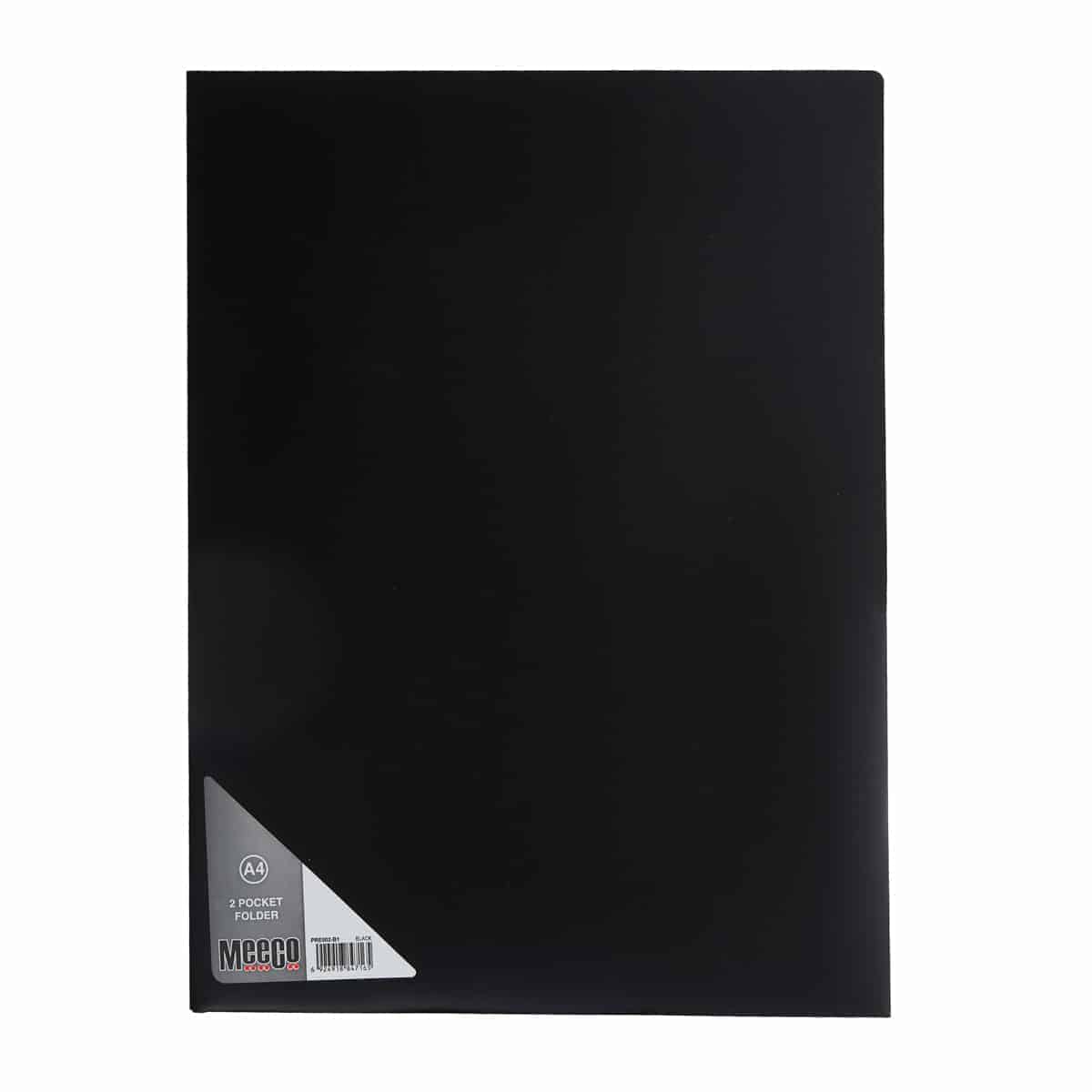Meeco 2 Pocket Folder A4 Black - Park Avenue Stationers