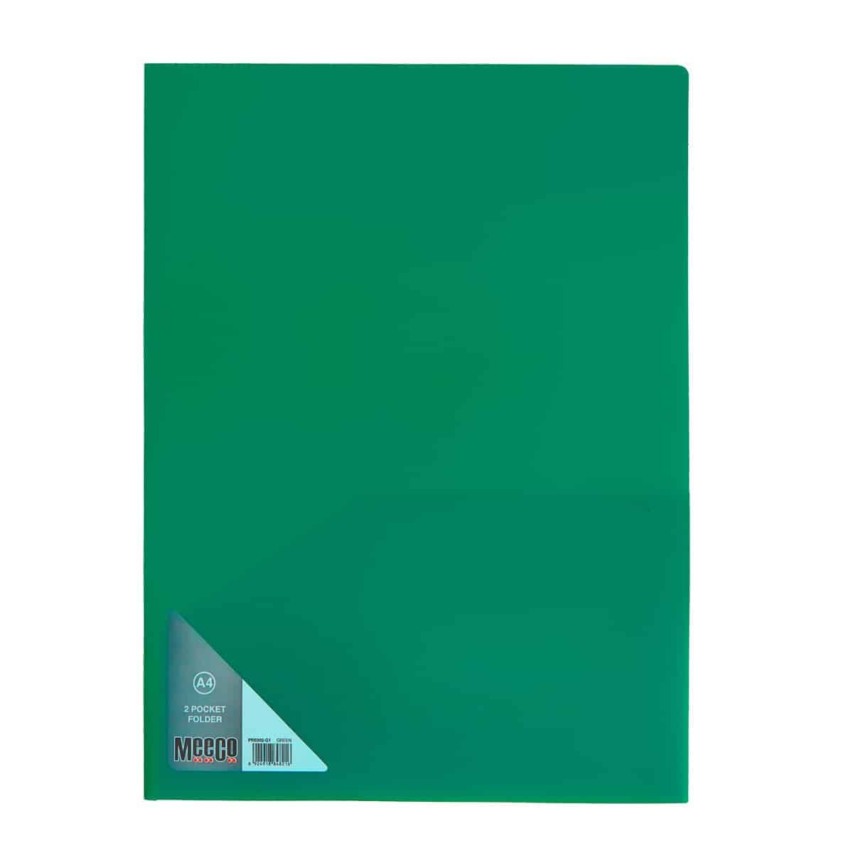 Meeco 2 Pocket Folder A4 Green - Park Avenue Stationers