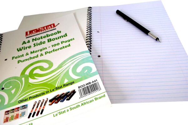 LESTAT SIDE WIRO BOOK A4 100PG - Park Avenue Stationers