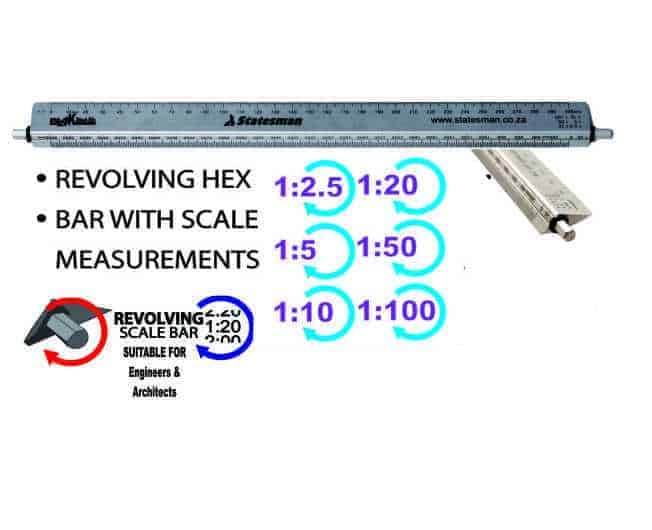 Professional Blak Aluminium Rota Scale Ruler - Park Avenue Stationers