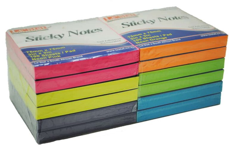 LE'STAT STICKY NOTE NEON 75X75 (12) per 12 pack - Park Avenue Stationers