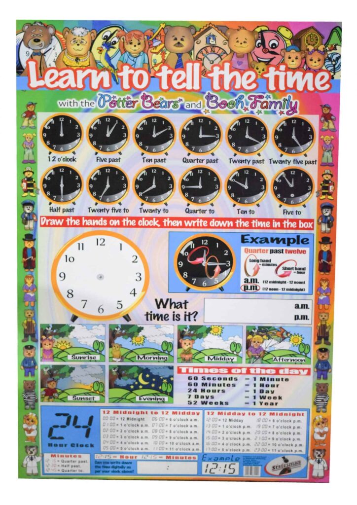 Chart Learn To Tell Time - Park Avenue Stationers