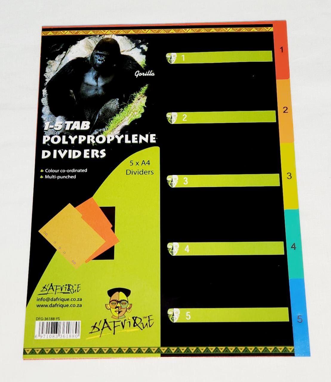 A4 POLYPROP DIVIDER 1-5 COLOR *DAFRIQUE* - Park Avenue Stationers