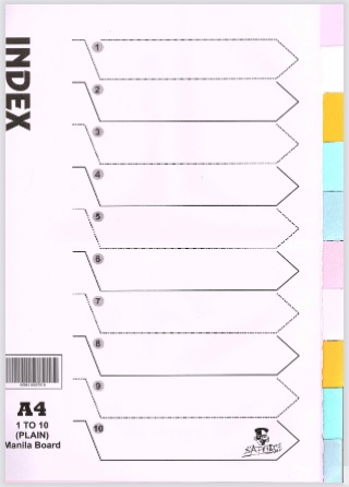 A4 Board Divider 10tab Pastel *Dafrique* - Park Avenue Stationers