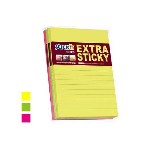STK'N NOTE EXTRA STICKY 150X100 NEON RULED(3) - Park Avenue Stationers