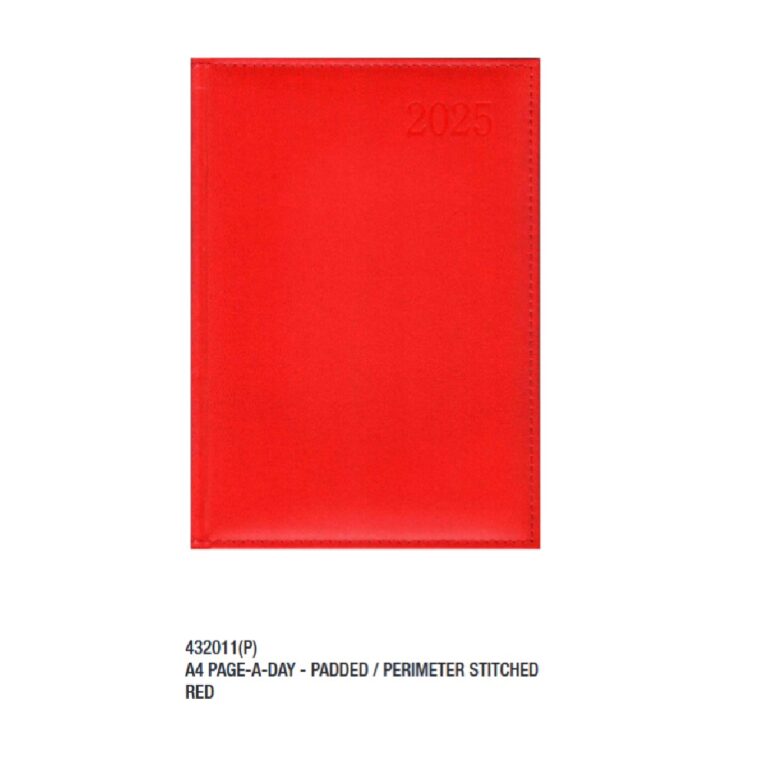 A4 Diary Page A Day 2026 Red - Park Avenue Stationers