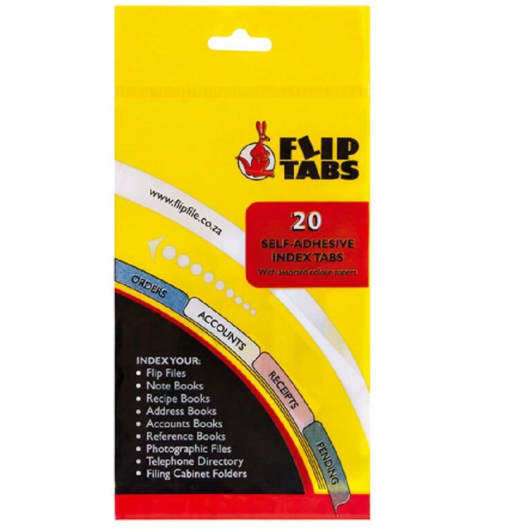 Fliptabs Self Adhesive Index Tabs (20) - Park Avenue Stationers