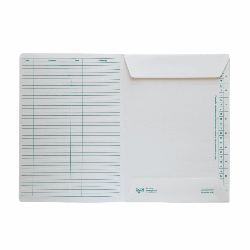 Tidy Files - General Medical File Pack Of 25 - Park Avenue Stationers